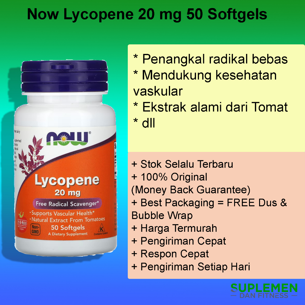 Jual Now Lycopene 20 mg 50 Softgels Suplemen Penangkal Radikal Bebas ...