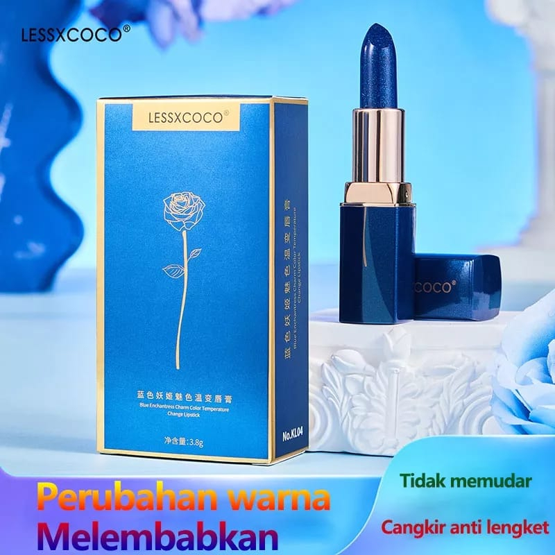 Jual Lessxcoco Blue lipstik rubah warna / color changing lipstik biru ...