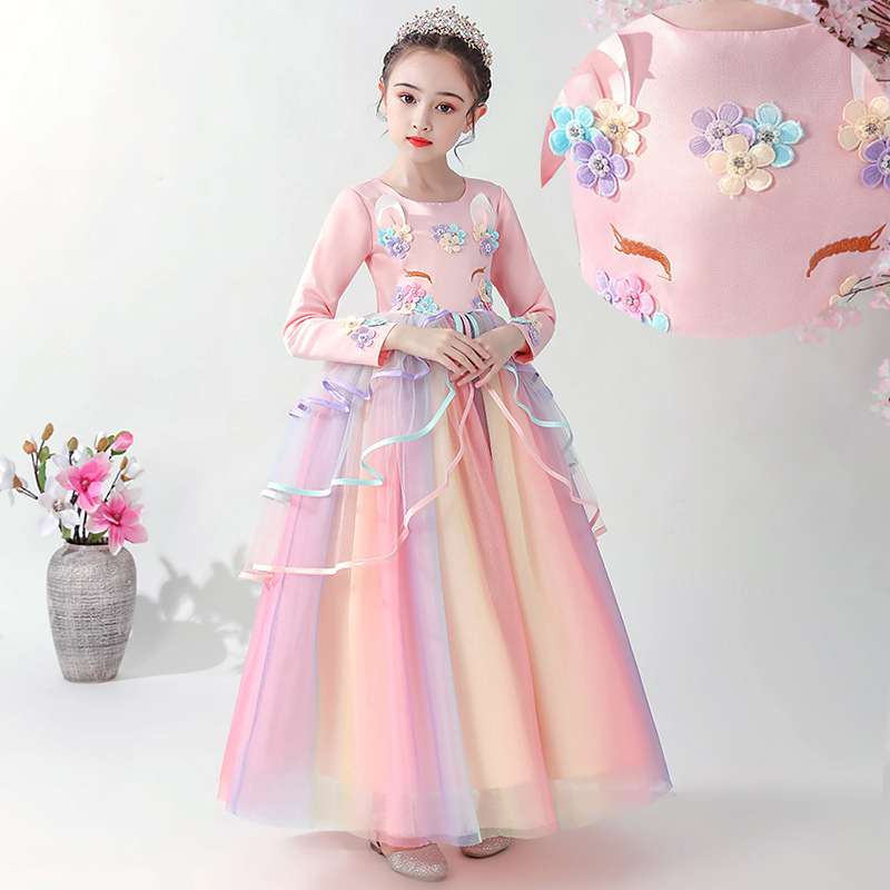 Jual Gadis Putri Unicorn Gaun Anak Lengan Panjang Bunga Pesta Kostum ...