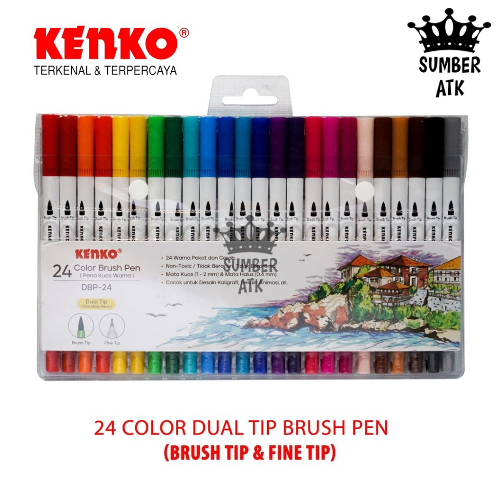 Jual 24 Color Brush Pen / Pena Kuas Warna KENKO DBP-24 / 24 Warna ...