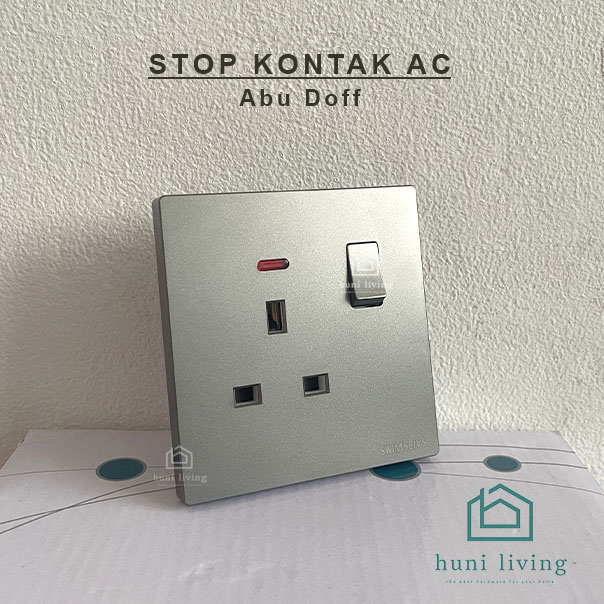 Jual Stop Kontak AC Socket AC + Switch 3 Kaki Style Abu Doff Space Grey ...