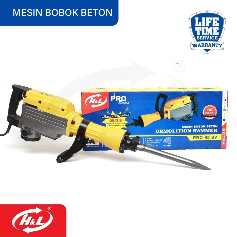 Jual Mesin Bor Bobok Tembok Beton Demolition Hammer H&L PRO 65 SV | Shopee Indonesia