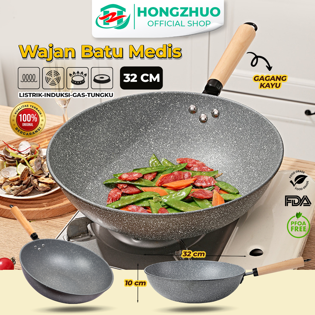 Jual Tifale by Hongzhuo Wajan Maifan YY2201 Fry Pan Bahan Batu Medis Anti Lengket 32cm Wajan ...