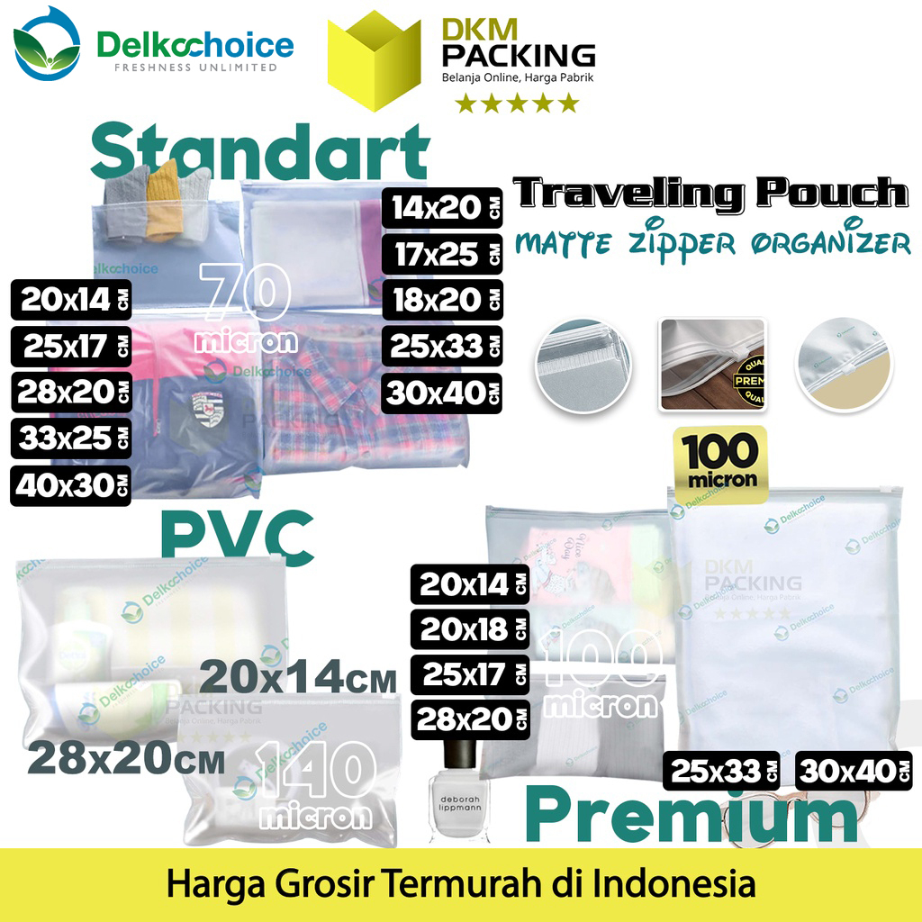 Jual Travel Pouch Zipper Bag Organizer Traveling Plastik Matte POLOS ...