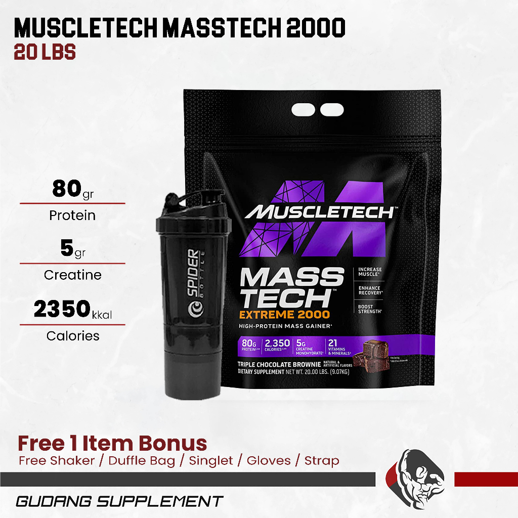 Jual Muscletech Masstech Extreme 2000 20 Lbs Mass Gainer | Shopee Indonesia