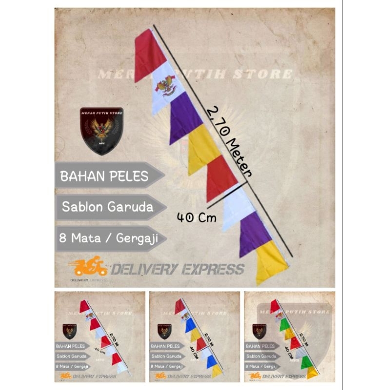 Jual Bendera umbul umbul merah putih umbul umbul warna 8 gergaji sablon garuda | Shopee Indonesia
