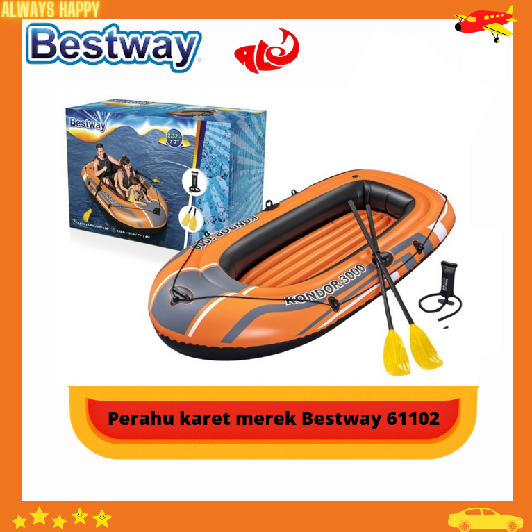Jual Perahu Karet Bestway 3 orang 61102 Kondor 3000 Plus dayung dan ...