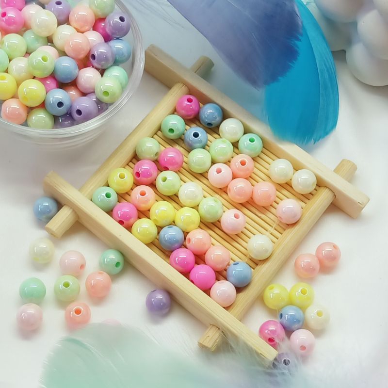Jual (25 gr) Manik pastel bulat glossy (new colour) | Shopee Indonesia