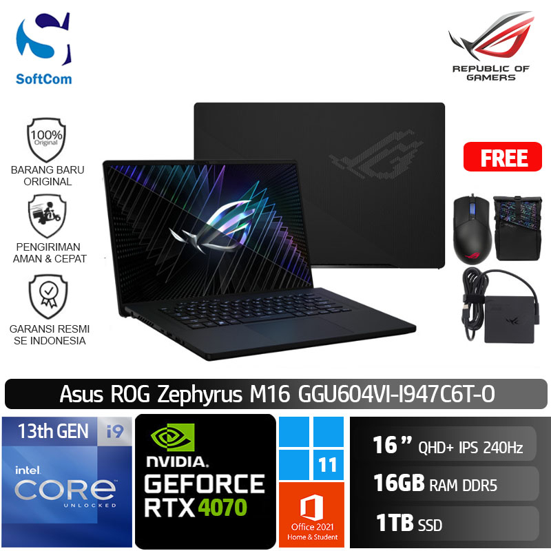 Jual Asus ROG GU604VI I947C6T i9 13900H/16GB/1TB/RTX4070/W11 Zephyrus ...