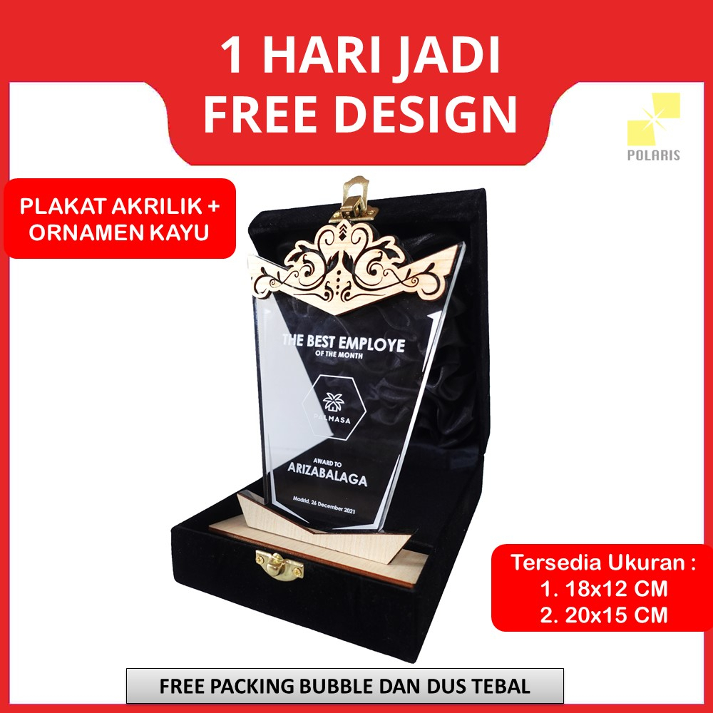 Jual PLAKAT AKRILIK ORNAMEN KAYU UNIK + BOX TROPHY ACRYLIC CUSTOM ...