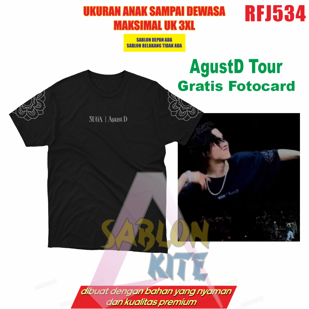 Jual Gratis Fotocard Kaos Kpop Suga AgustD bunga lengan RFJ534 | Shopee Indonesia