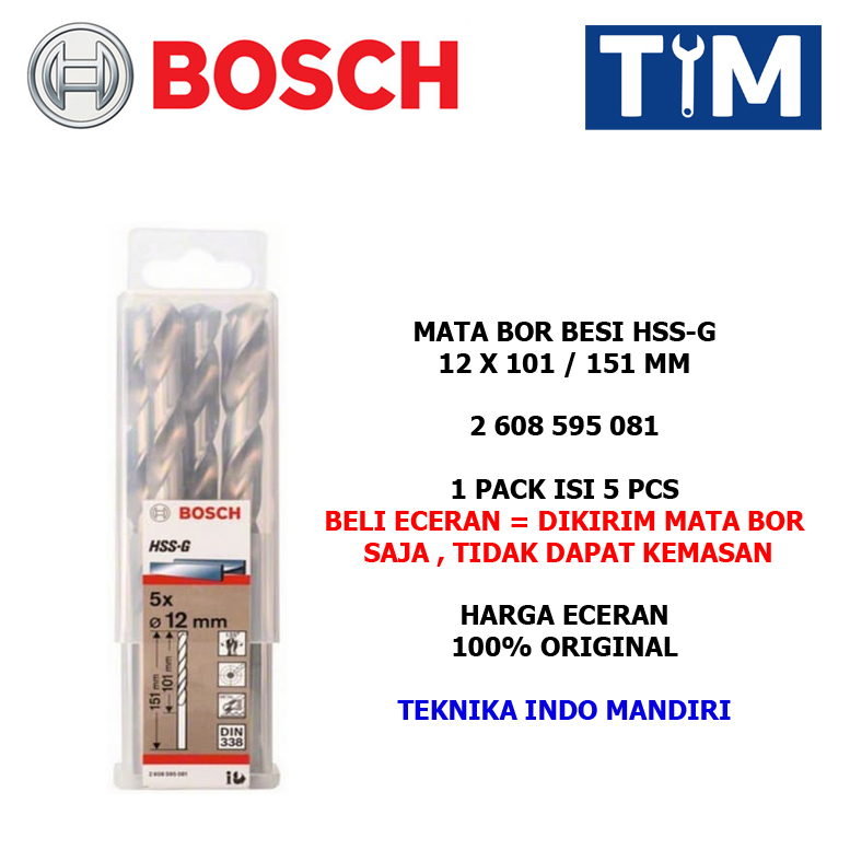 Jual BOSCH Mata Bor Besi 12 MM HSS-G / Metal Drill Bit 12 x 101 / 151 ...
