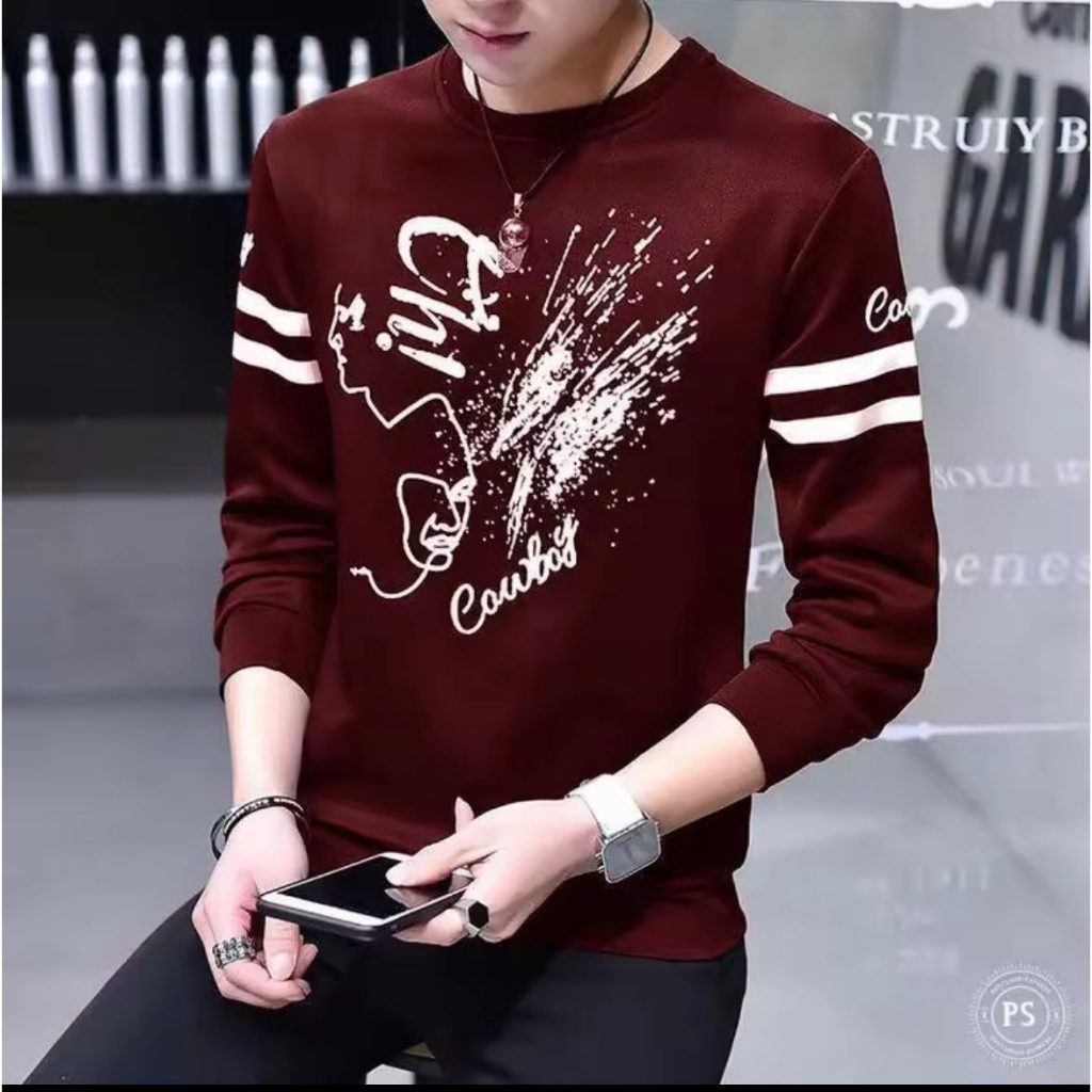 Jual KAOS PRIA / KAOS PRIA LENGAN PANJANG / KAOS COWOK MODEL TERBARU ...