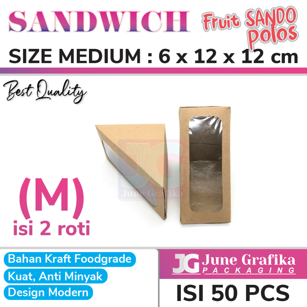 Jual (Isi 50pcs) Kemasan / Box Sandwich / Packaging Kraft Sandwich ...