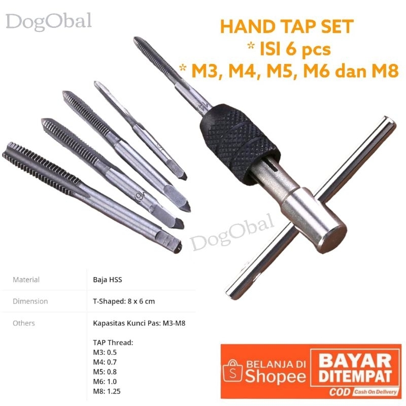 Jual Alat senai ulir baut drat mini Hand tap set mini Snei Handtap set m3 m4 m5 m6 m8 | Shopee ...