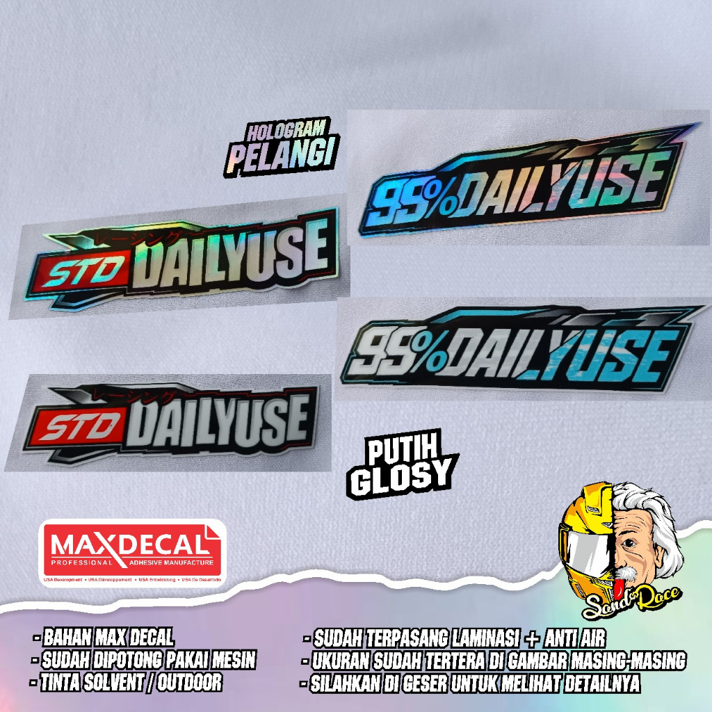 Jual stiker std dailyuse cutting hologram viral / sticker 99% dailyuse ...