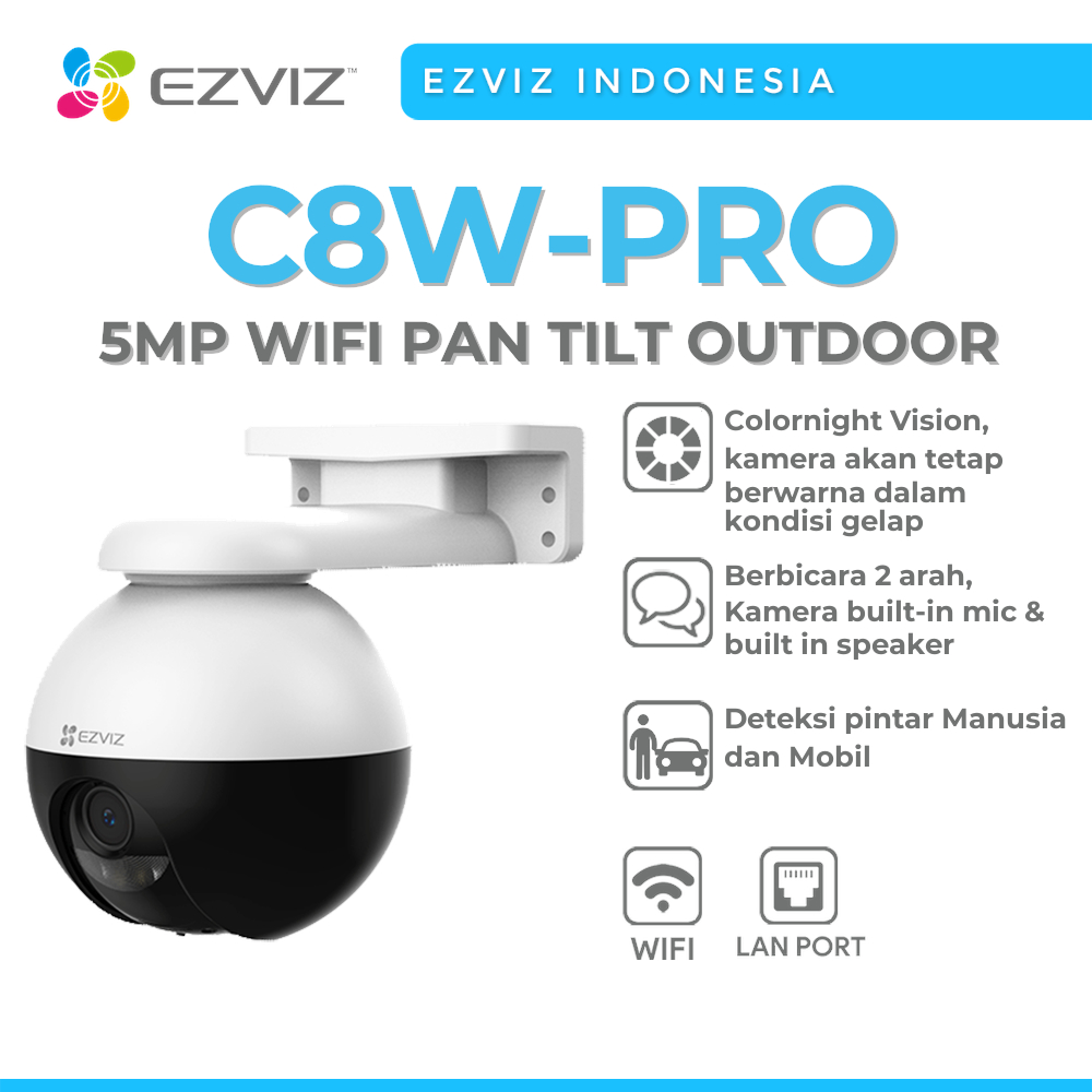 Jual EZVIZ C8W PRO 5MP PANTILT 2 WAY AUDIO ALARM SIRENE OUTDOOR WIFI CAMERA GARANSI 1 TAHUN ...