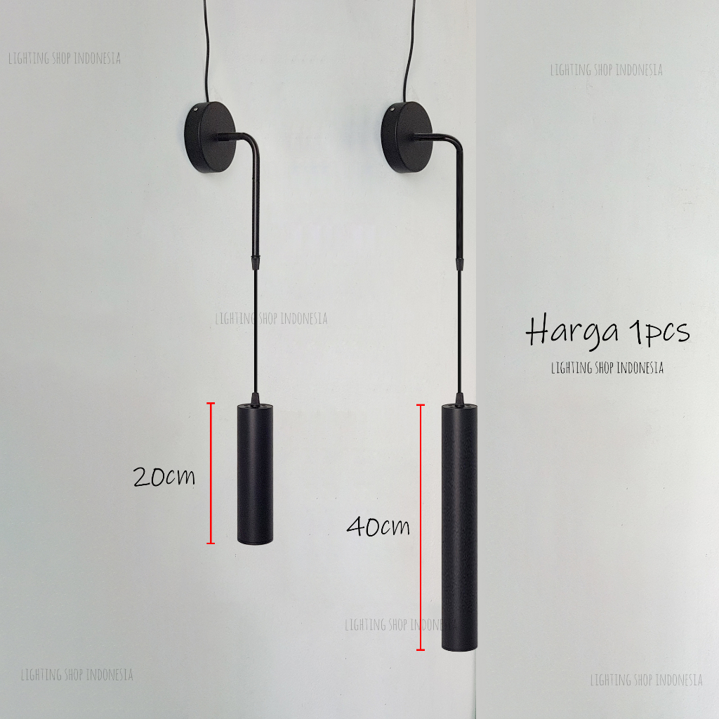 Jual Lampu dinding hitam tabung panjang 20cm 40cm sorot spotlight bed ...