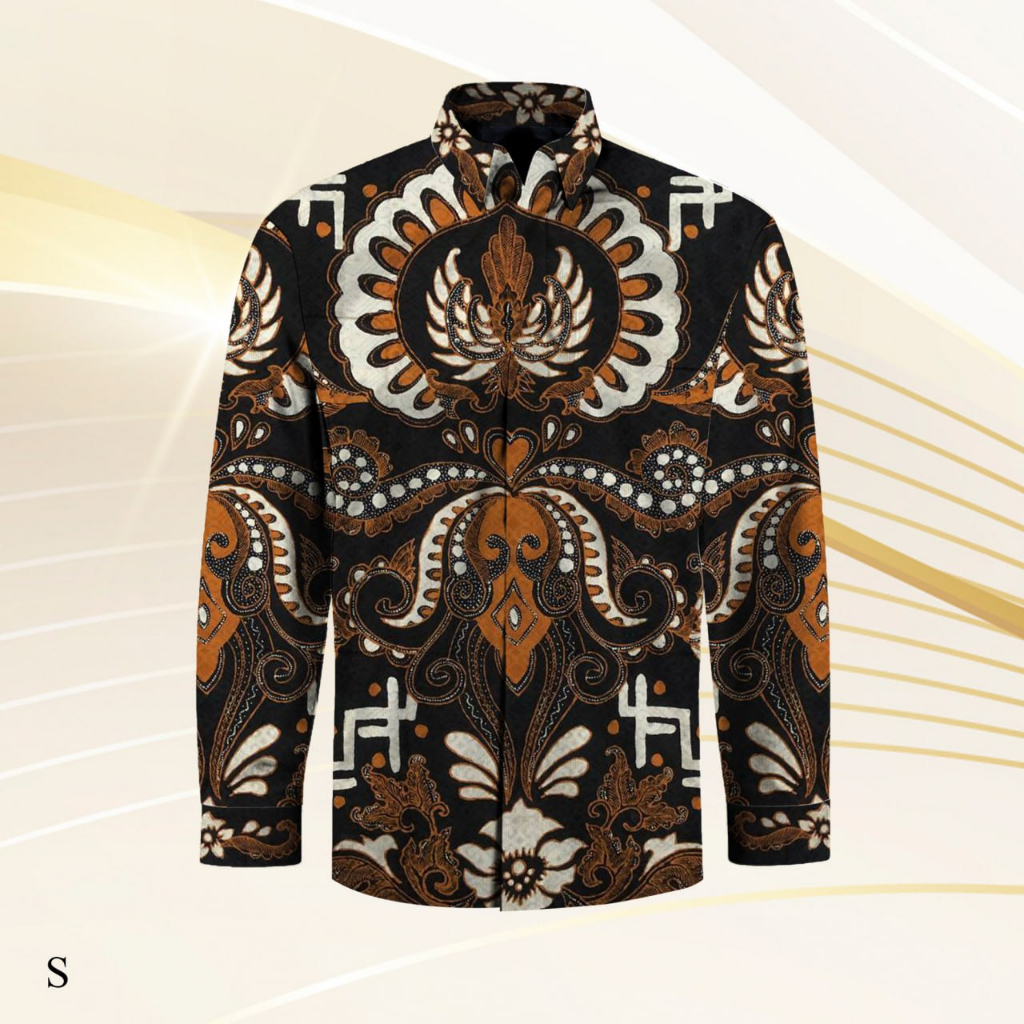 Jual Kemeja pria lengan panjang jumbo batik tulis pola polosan hitam ...