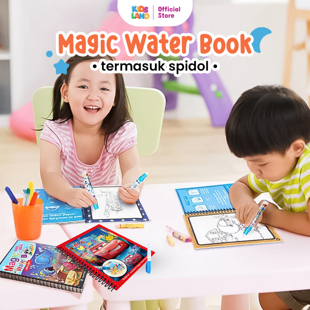 Jual KIDS LAND Buku Mewarnai Magic Water Book Edukasi Anak Doodle Book ...