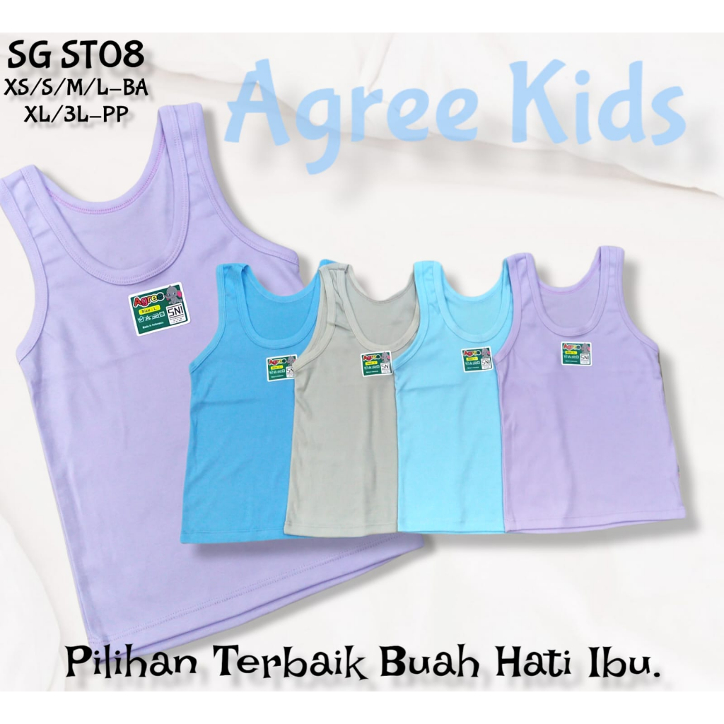 Jual isi 3Pcs Singlet anak Bayi balita Warna Warni 1Bulan sampai 6Tahun Agree Kids ST08 | Shopee ...