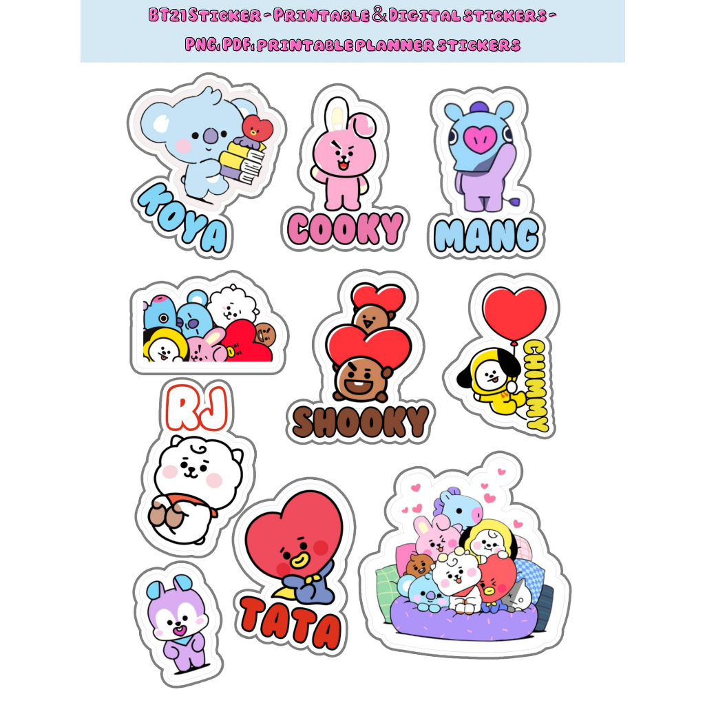 Jual BT21 Stickers - Printable & Digital stickers - PNG, PDF, printable ...