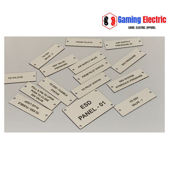 Jual Name Plate Panel Gravoply H1,5 cm x W5 cm / Name Tag Panel Listrik ...