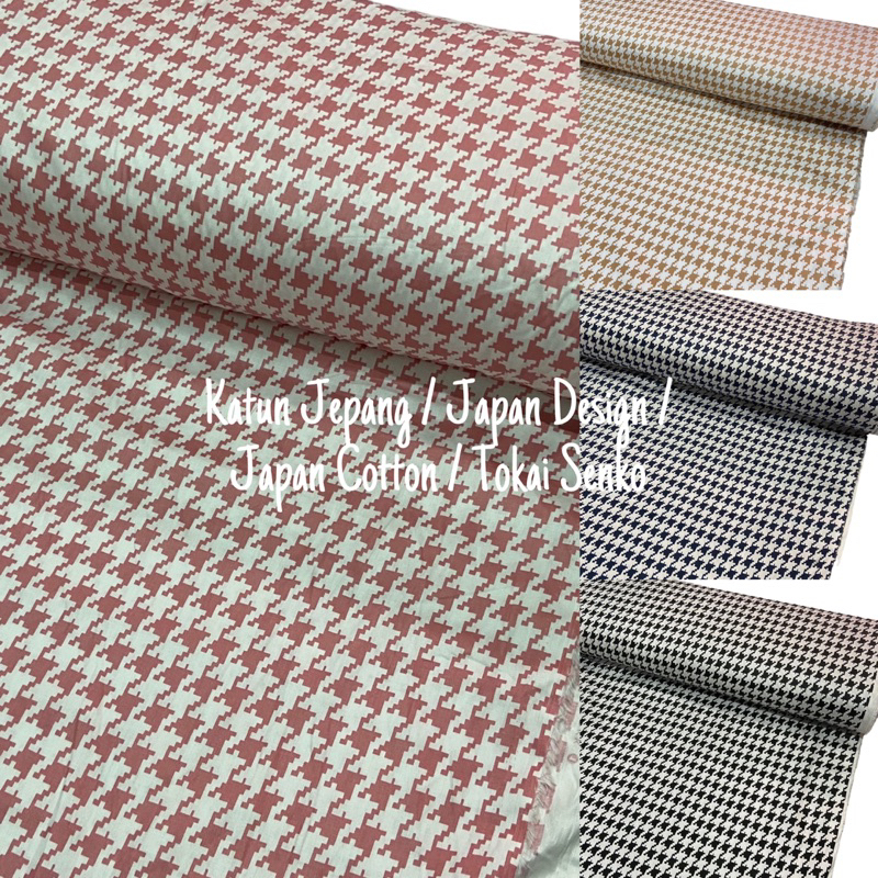Jual Kain katun jepang ori tokai senko motif houndstooth [HARGA PER 0.5 ...