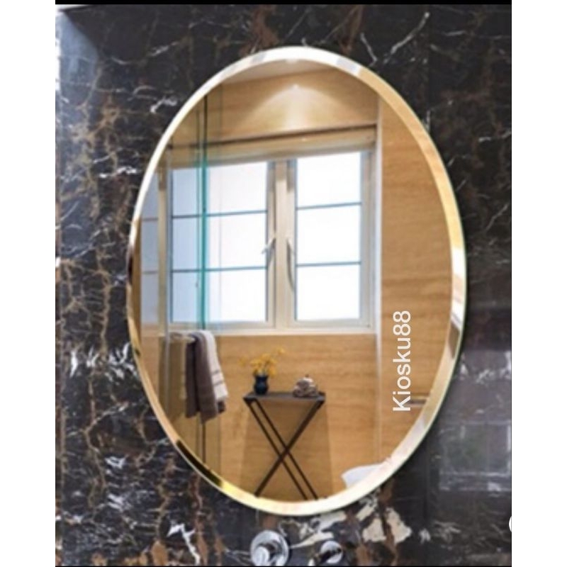 Jual Cermin Oval Bevel Toilet Kamar Mandi Minimalist | Shopee Indonesia