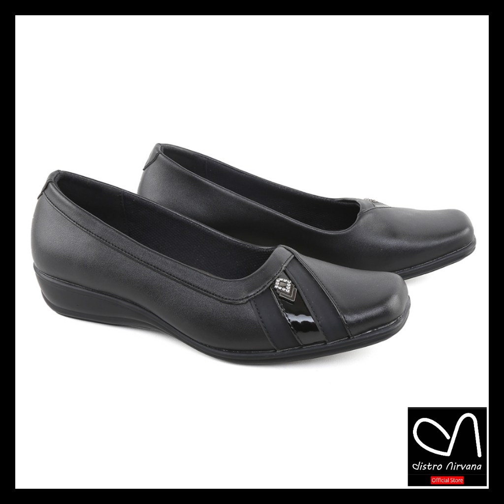 Jual Sepatu Pantofel Flat Wanita Formal Kerja Guru Pns Dinas Kulit ...