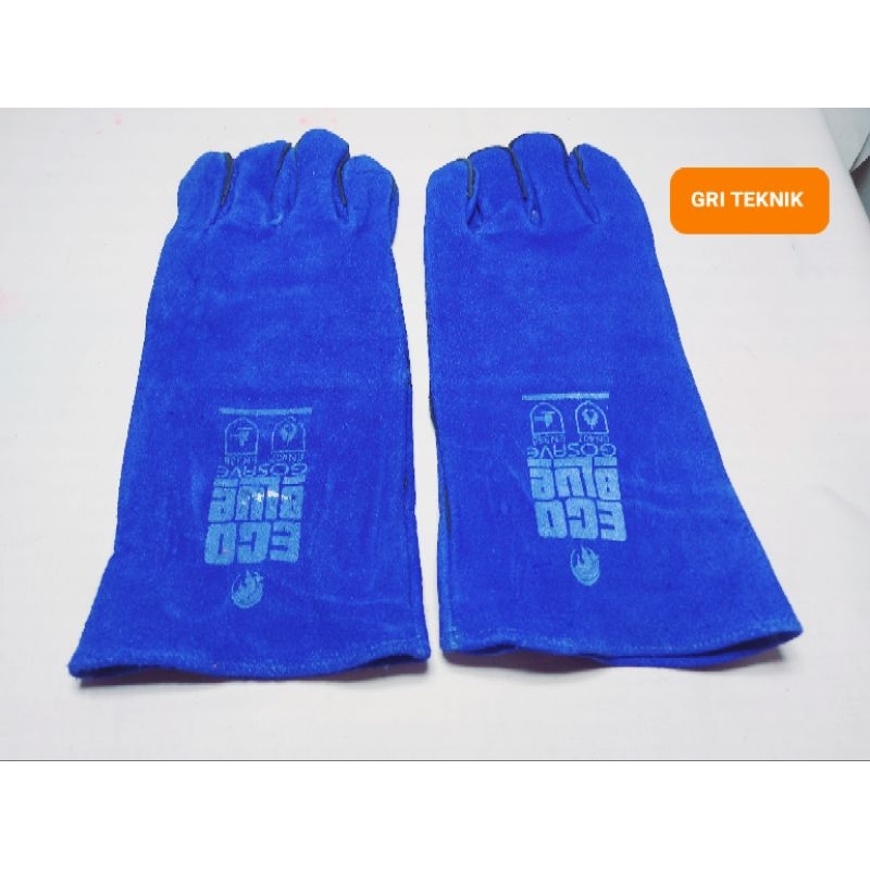 Jual BIRU !!! SARUNG TANGAN KULIT LAS GOSAVE ECO WARNA BIRU UKURAN 14 ...