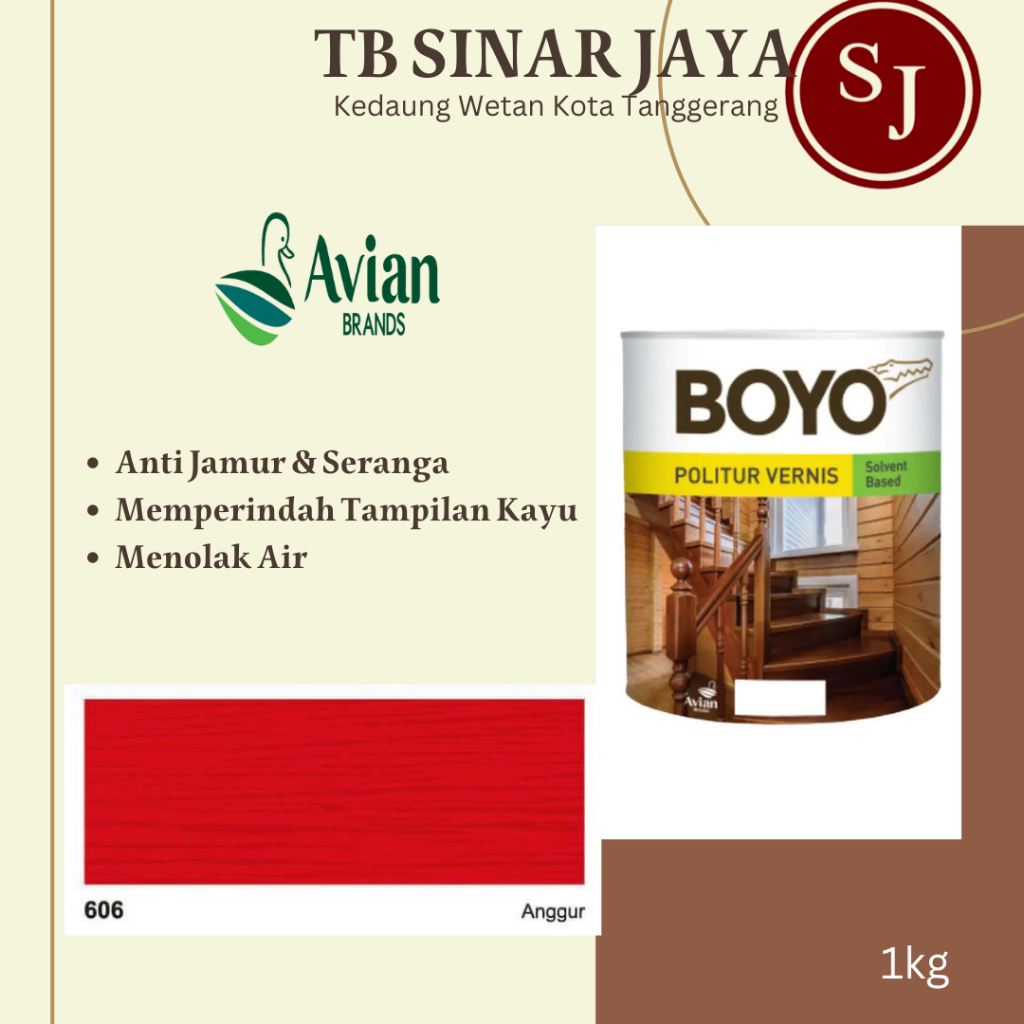 Jual Avian Boyo Cat Kayu 1 Liter ( Politur Minyak ) Solvent Based -606 ...