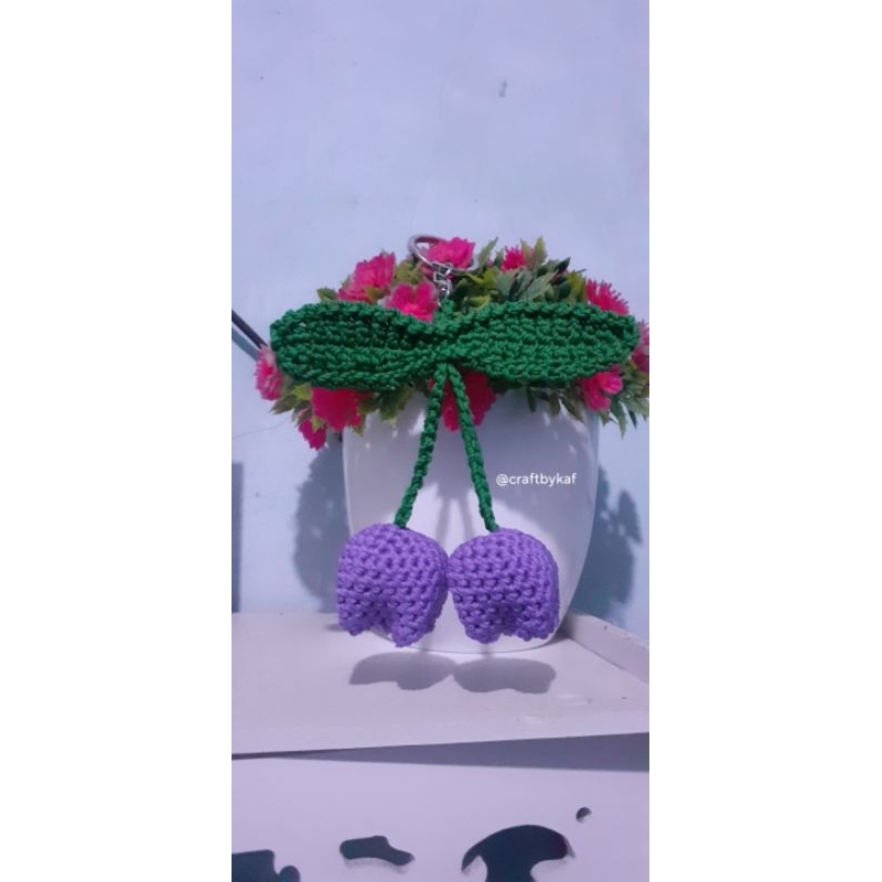 Jual Gantungan kunci rajut bunga tulip handmade | Shopee Indonesia