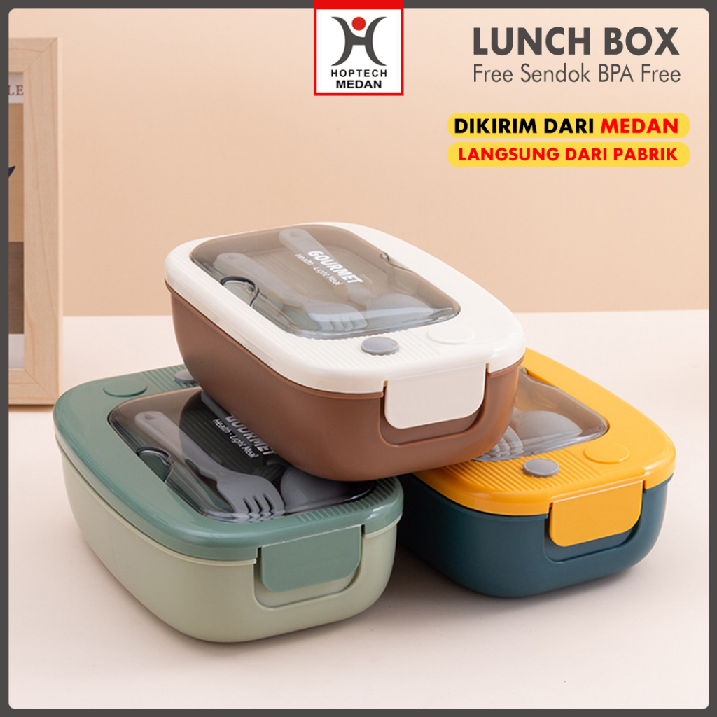 Jual Lunch Box Kotak Bekal Bento Box Kotak Bekal Tempat Bekal Kotak Makan Free Sendok BPA Free ...