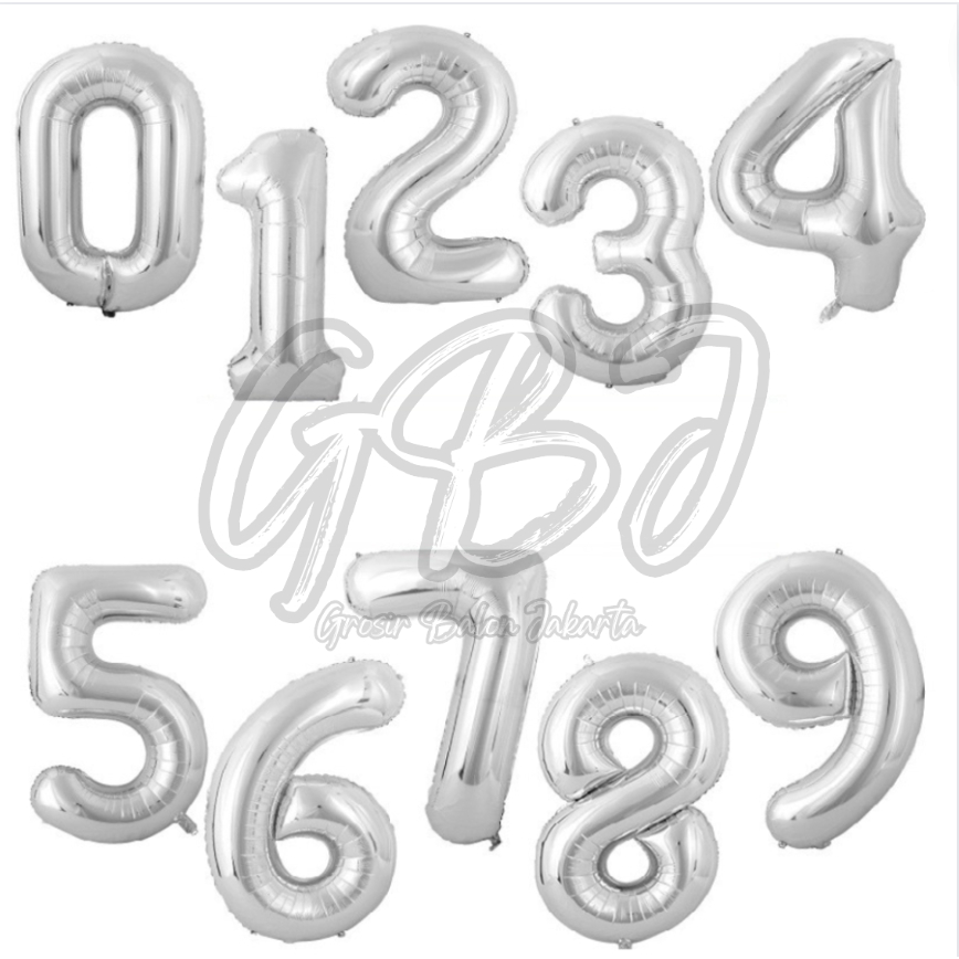 Jual Balon Foil Angka BESAR - 80cm (Gold, Silver, Rosegold, Hitam ...