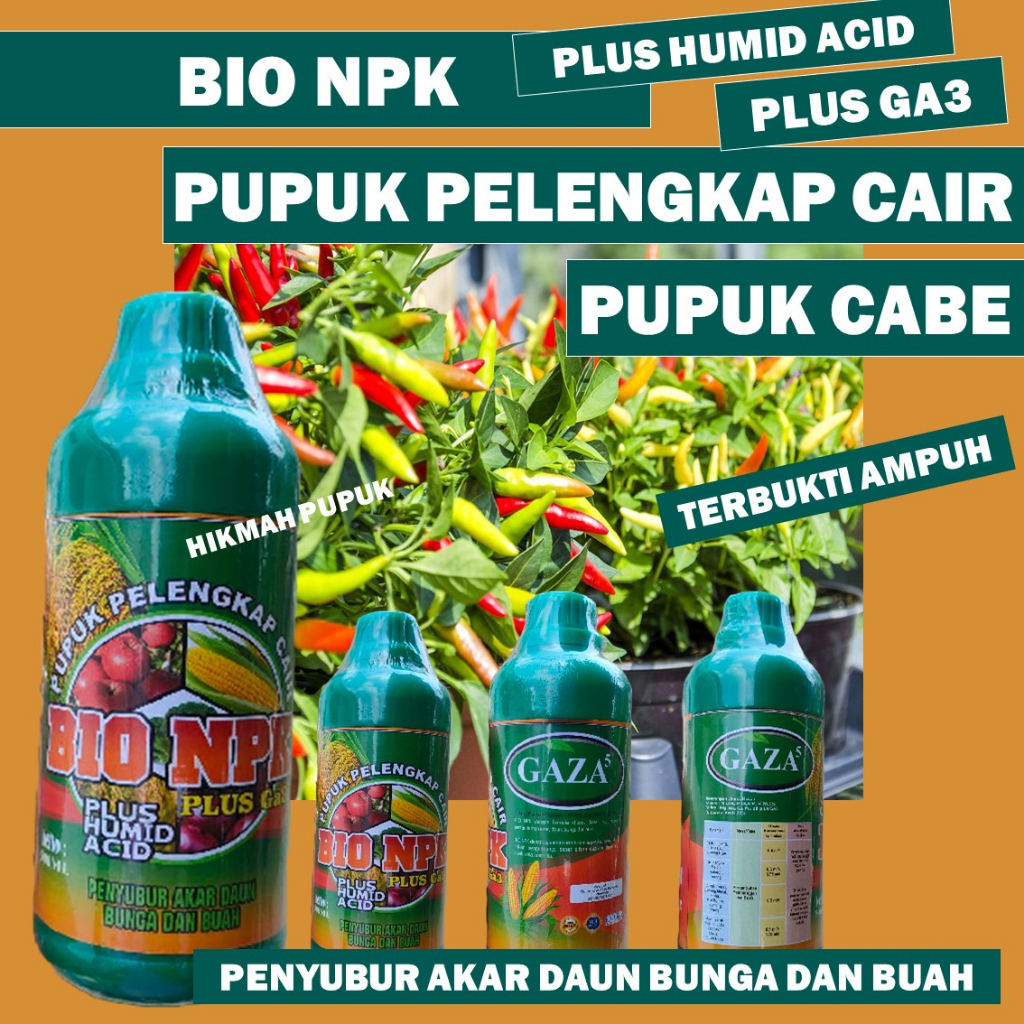 Jual Pupuk NPK Plus Ga3 dan Humid Acid Pelebat Cabe Terbaik BIO NPK Isi 500 ML, Pupuk Organik ...