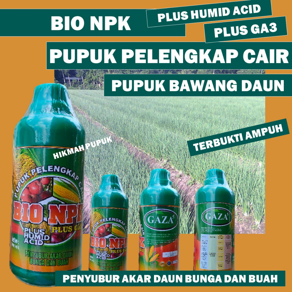 Jual Pupuk NPK Plus Ga3 dan Humid Acid Pelebat BAWANG DAUN Terbaik BIO NPK Isi 500 ML, Pupuk ...