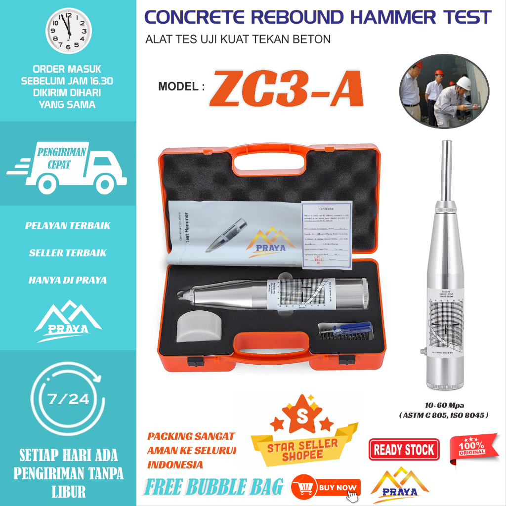 Jual HAMMER TEST BETON ALAT UJI KUAT TEKAN BETON ZC3A HT-225A REBOUND ...