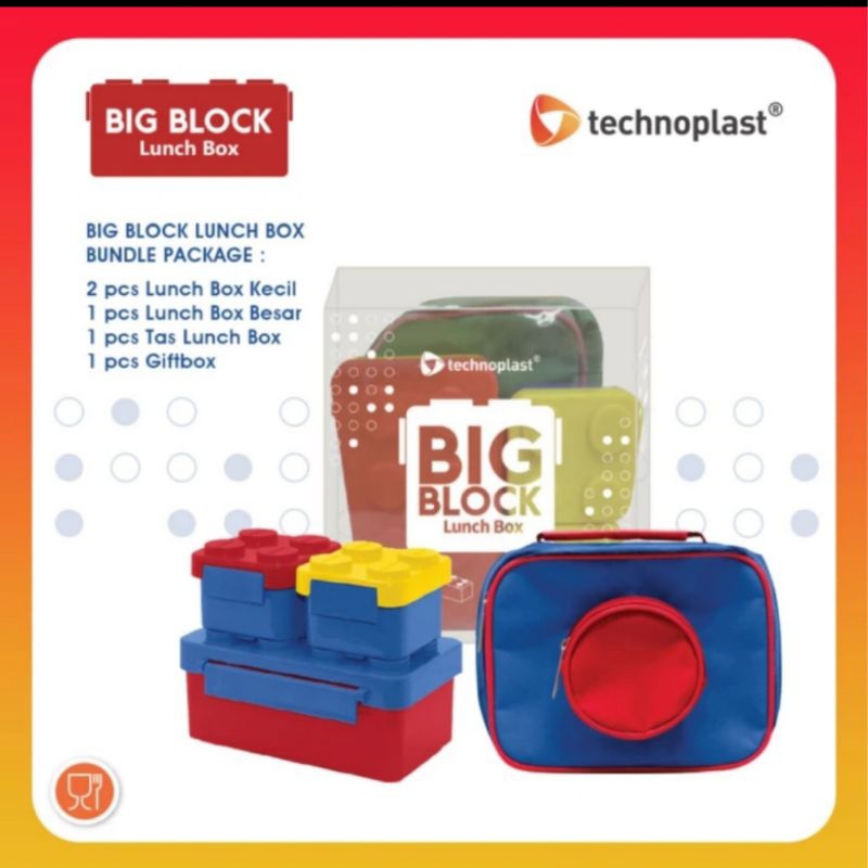 Jual Technoplast Big Block Lego lunch box set + tas / Kotak makan lego ...