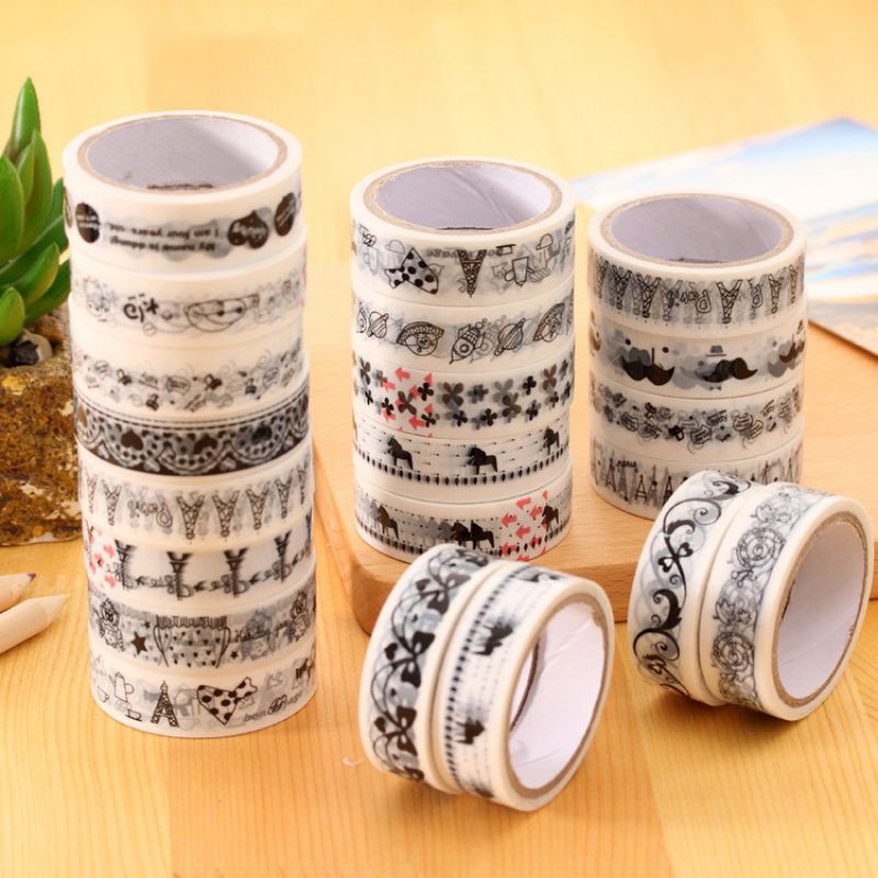 Jual Solasi Selotip Isolasi Tape Motif Hitam Putih Aestetic | Shopee ...