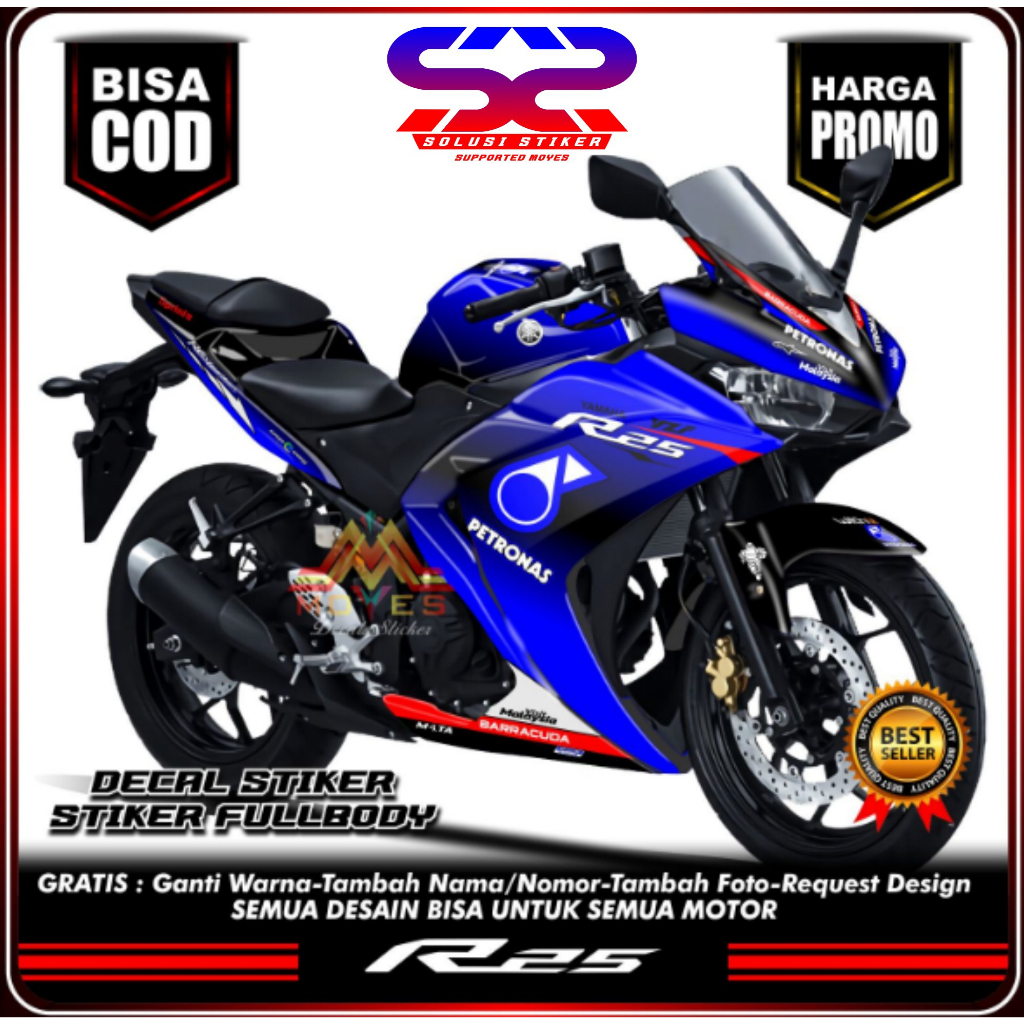 Jual COD Ea Stiker Decal R25 FullBody Stiker R25 Motif\\Warna Biru ...