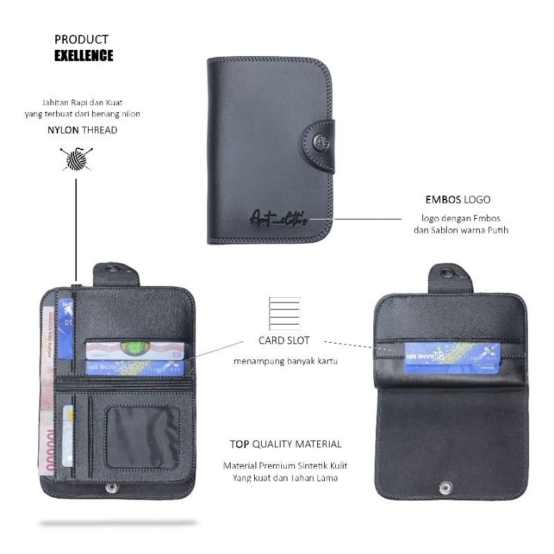 Jual Amt_Cloth's Dompet Pria 3/4 Kancing Semi Kulit Pu Leather | Shopee ...