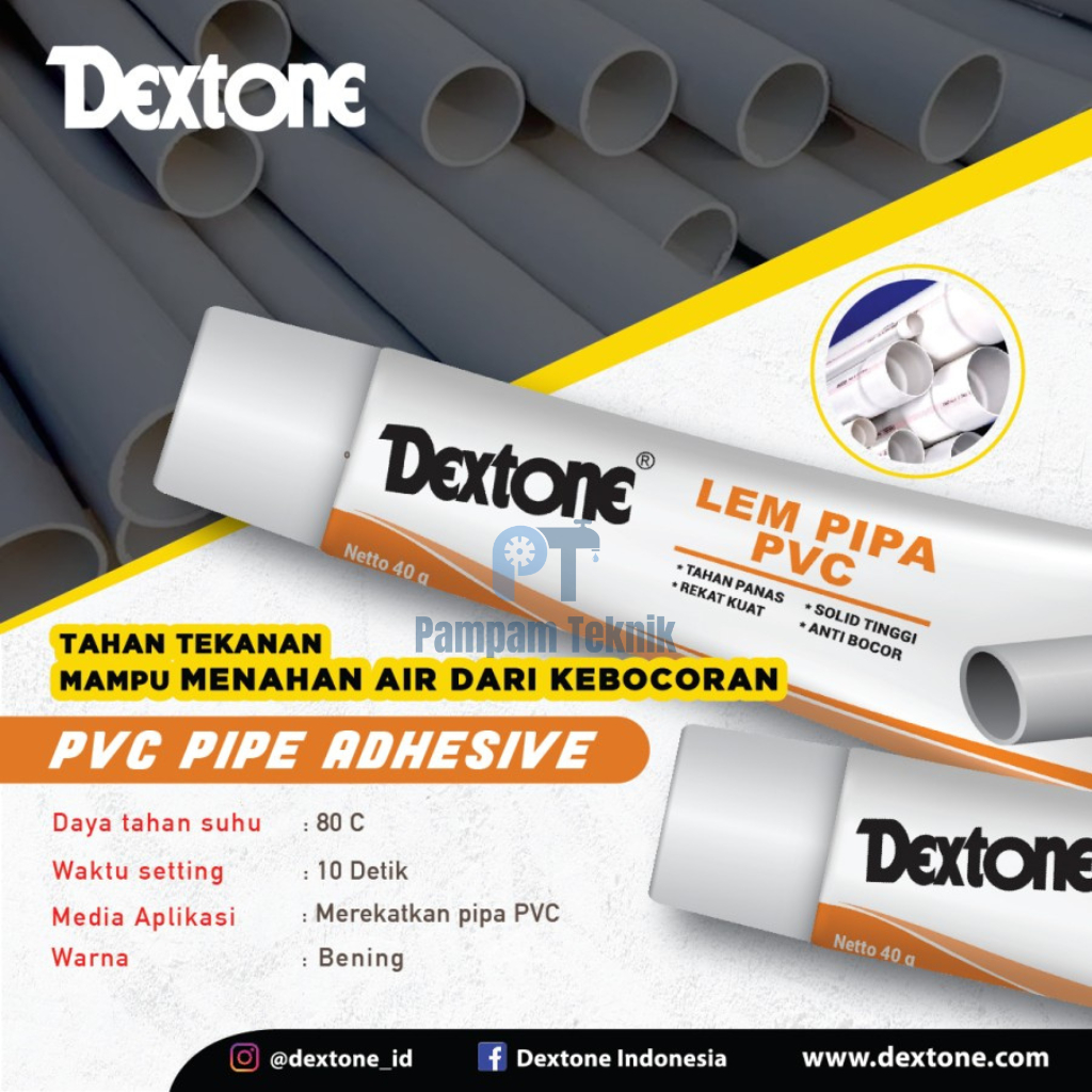 Jual LEM PIPA PVC DEXTONE 40gr | LEM PRALON TUBE DEXTON 40 Gram ...