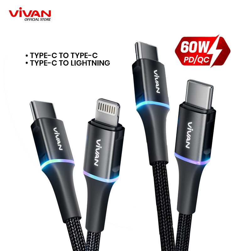 Jual VIVAN Kabel Type C to Lightning/Type C to Type C 3A Untuk iPhone ...