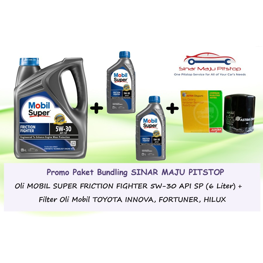Jual Paket Bundling Oli MOBIL 1 SUPER FRICTION FIGHTER 5W-30 API SP ...