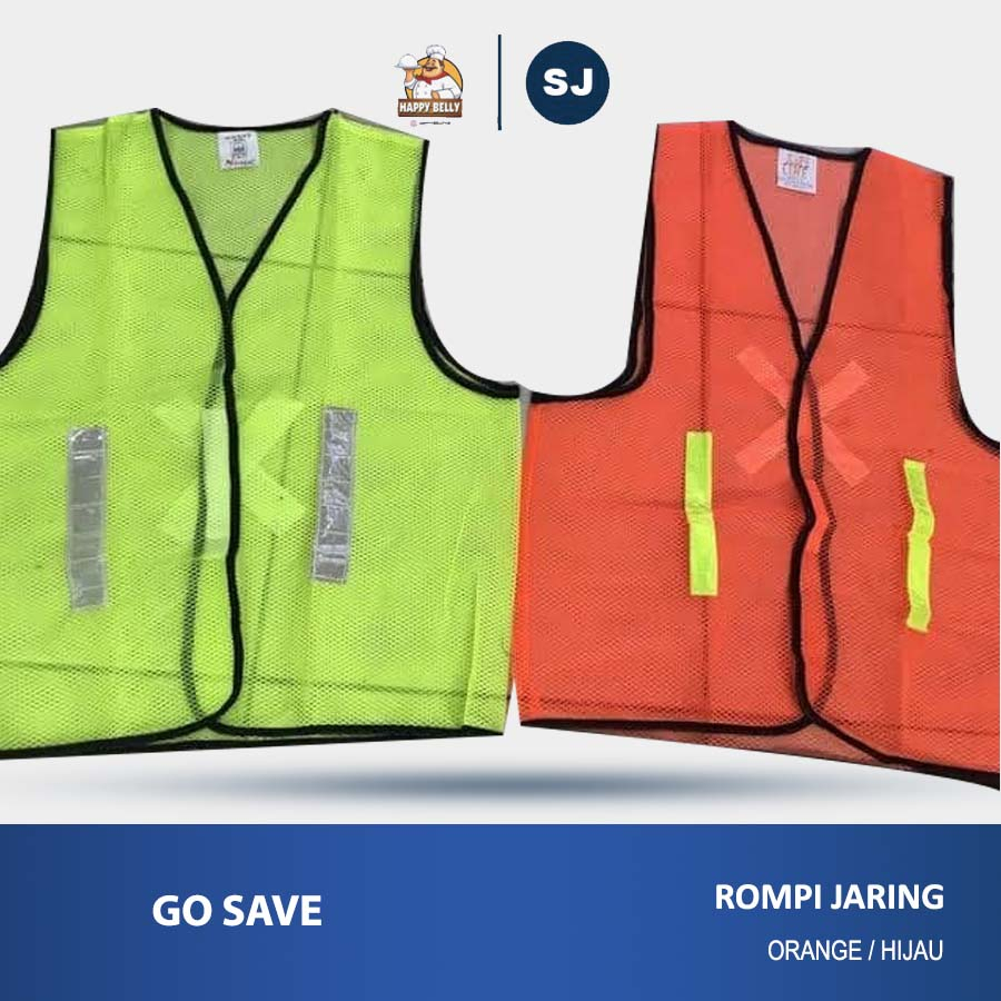 Jual Rompi Safety Vest GOSAVE / Rompi Jaring GO SAVE Orange Hijau ...