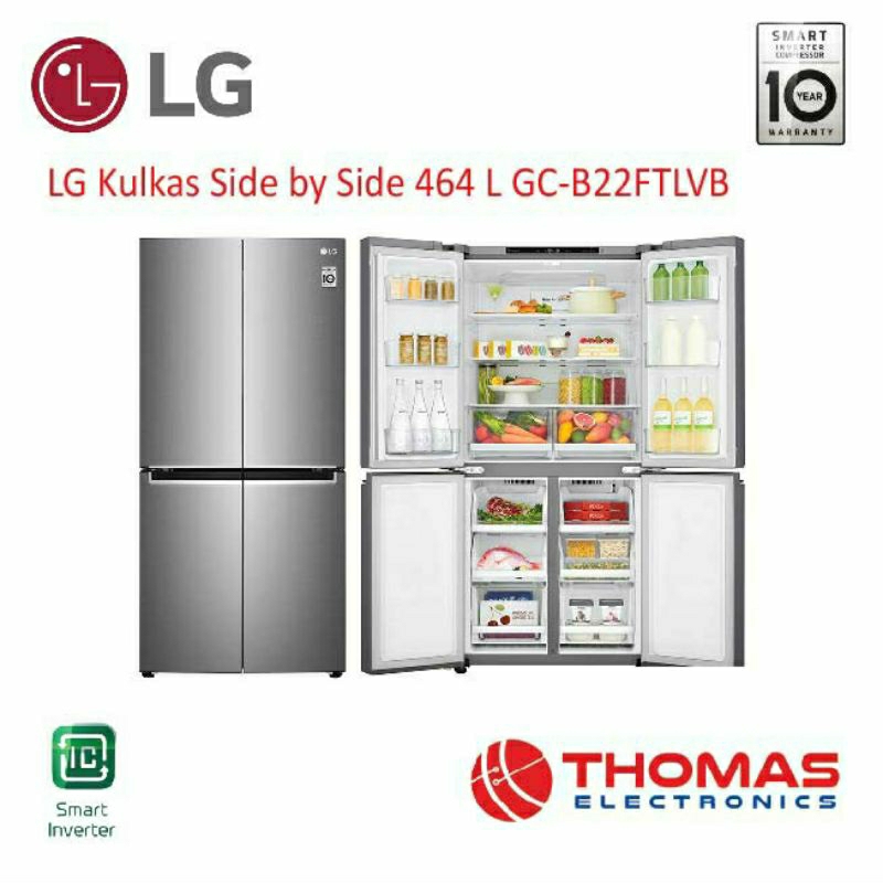 Jual LG Kulkas Side by Side 4 Pintu 464 L GCB22FTLVB Silver GCB 22 FTLVB | Shopee Indonesia