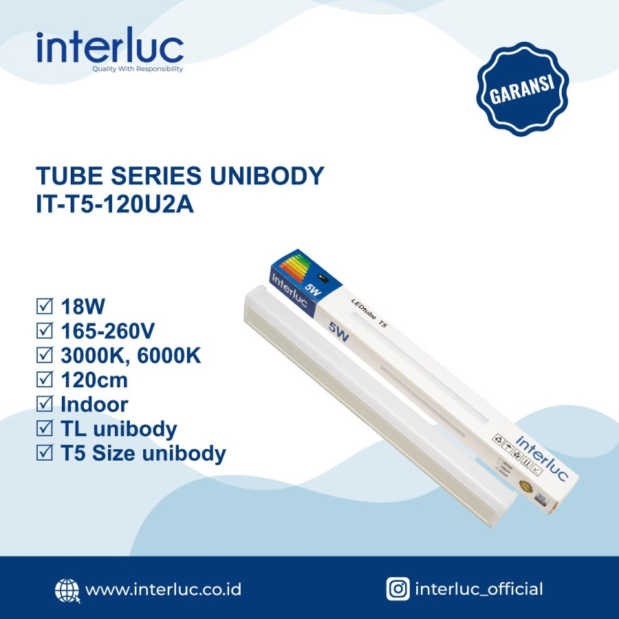Jual INTERLUC LED TL T5 LAMPU MURAH T5 LED 18W 18 W WATT 120CM PUTIH ...