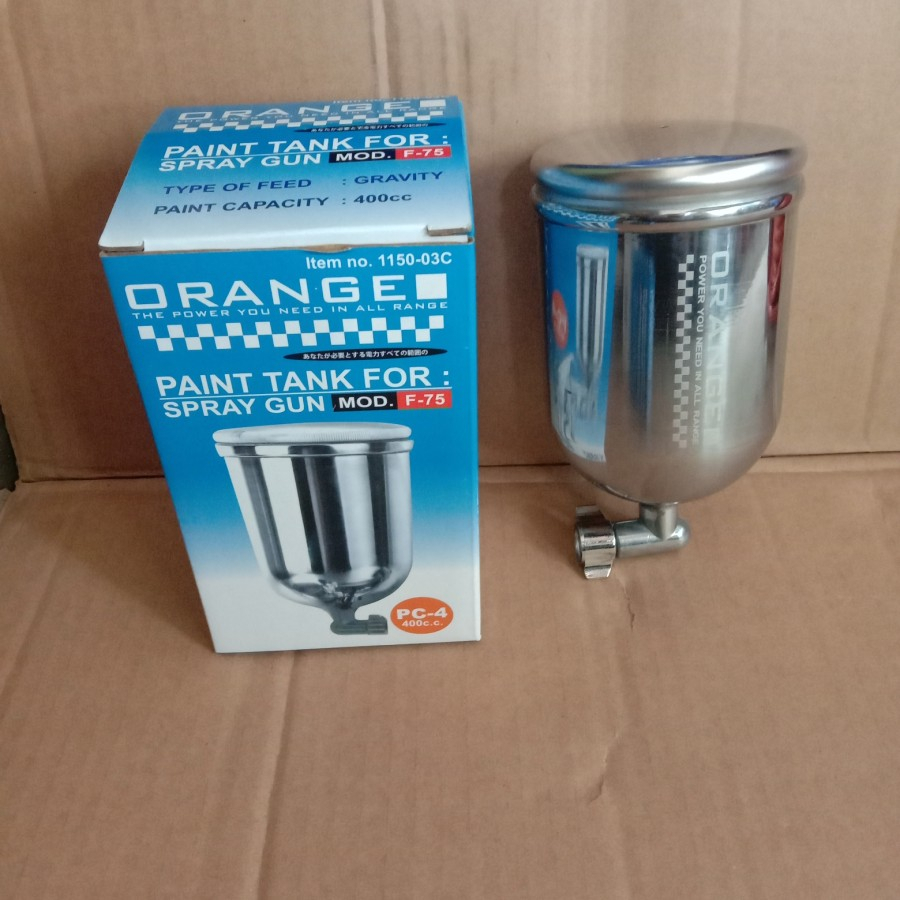 Jual TABUNG SPRAYGUN F75 F100 400CC TANGKI CAT TABUNG ATAS SEPET OREN ...