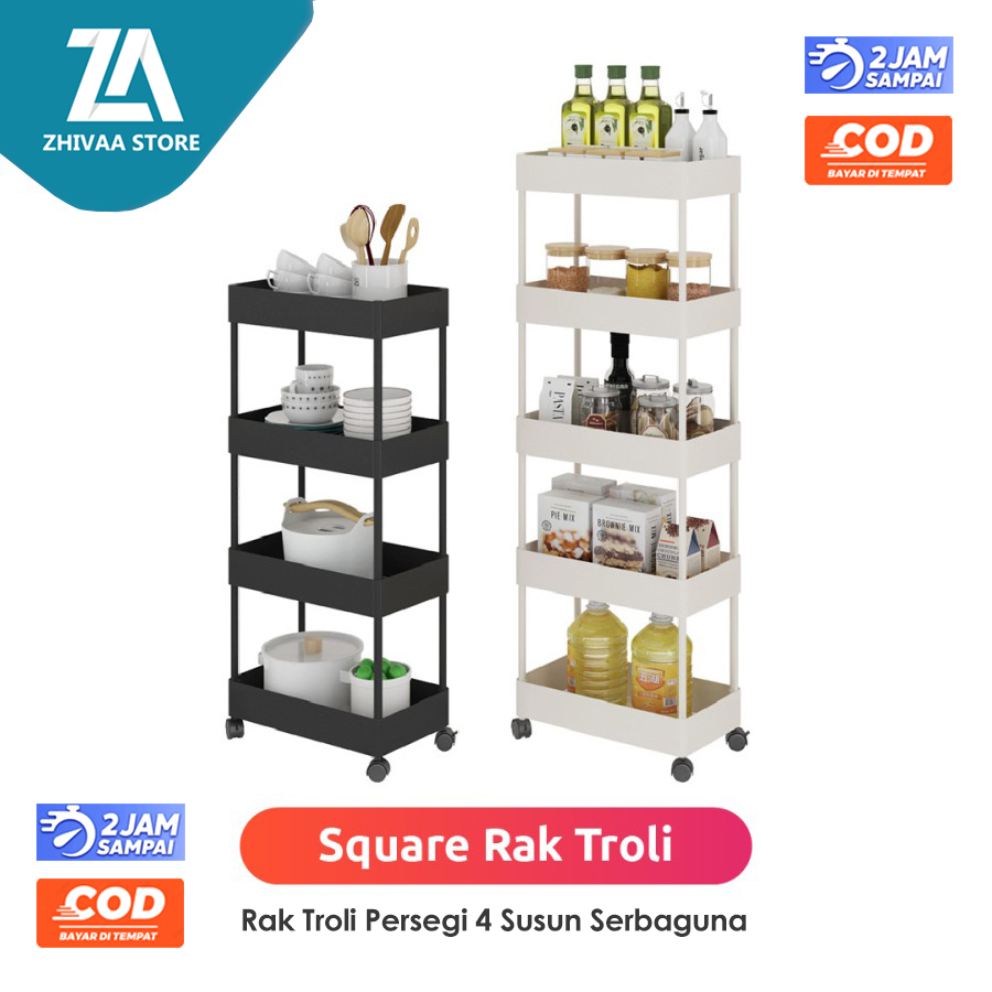 Jual Rak Troli Serbaguna 4 Susun Square 4 Roda | Trolly Rack ...